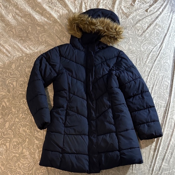 Place | Jackets & Coats | Place Sport Navy Puffer Jacket With Faux Fur ...